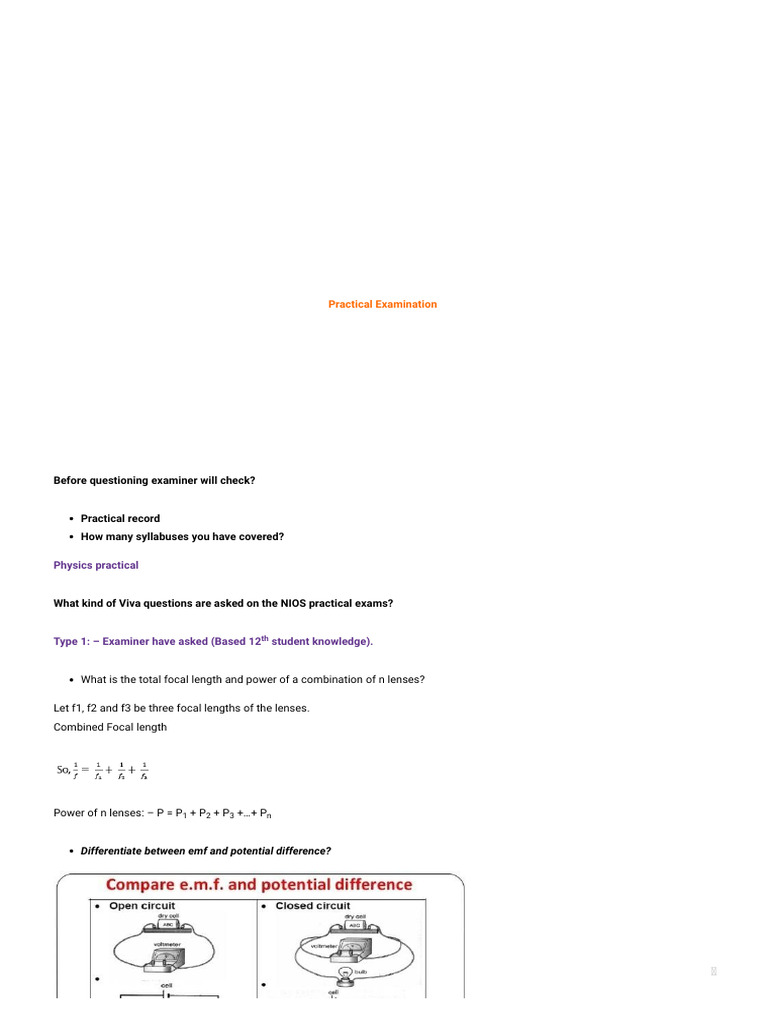 Physics Class 12th Practical Viva Question With Answer in English Medium | PDF | Metrology ...