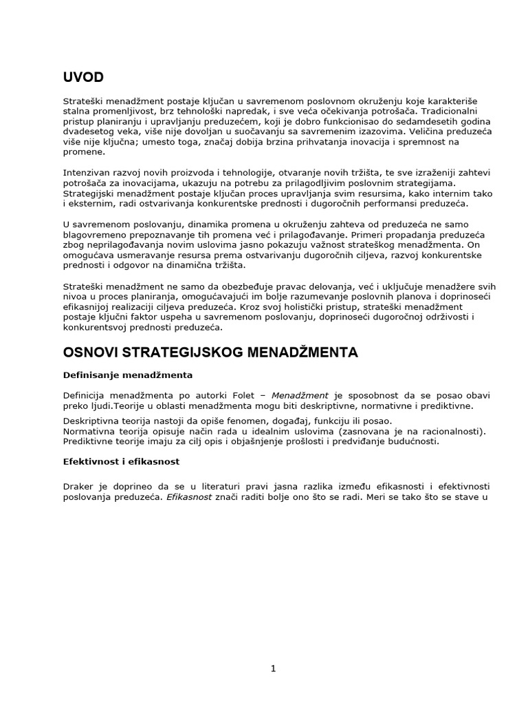 Strategijski Menadzment | PDF