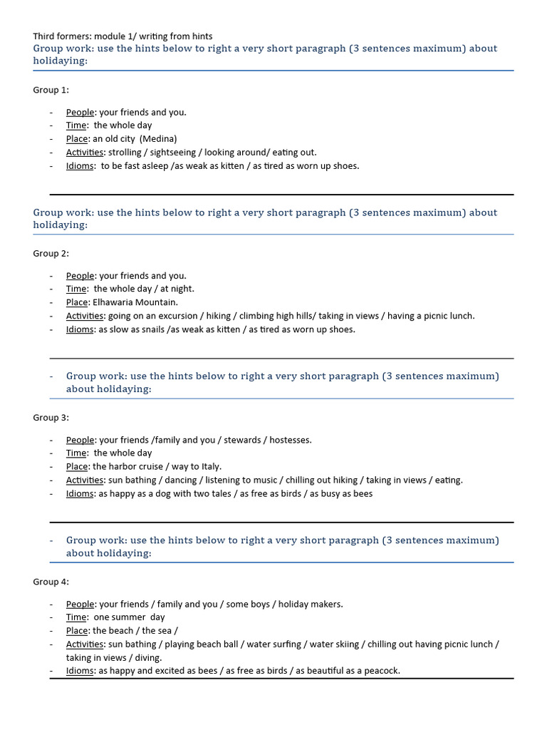 Third Formers Module 3! Writing From Hints | PDF | Language Arts ...