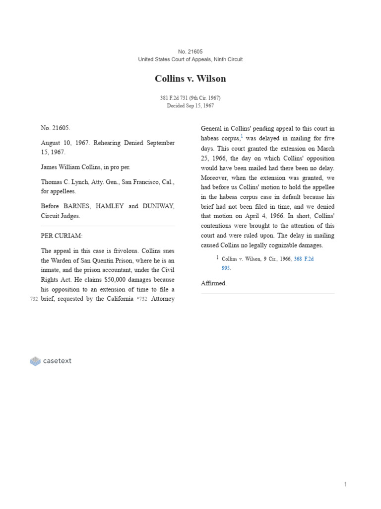 Collins v. Wilson | PDF | Supreme Court Of California | Pro Se Legal ...