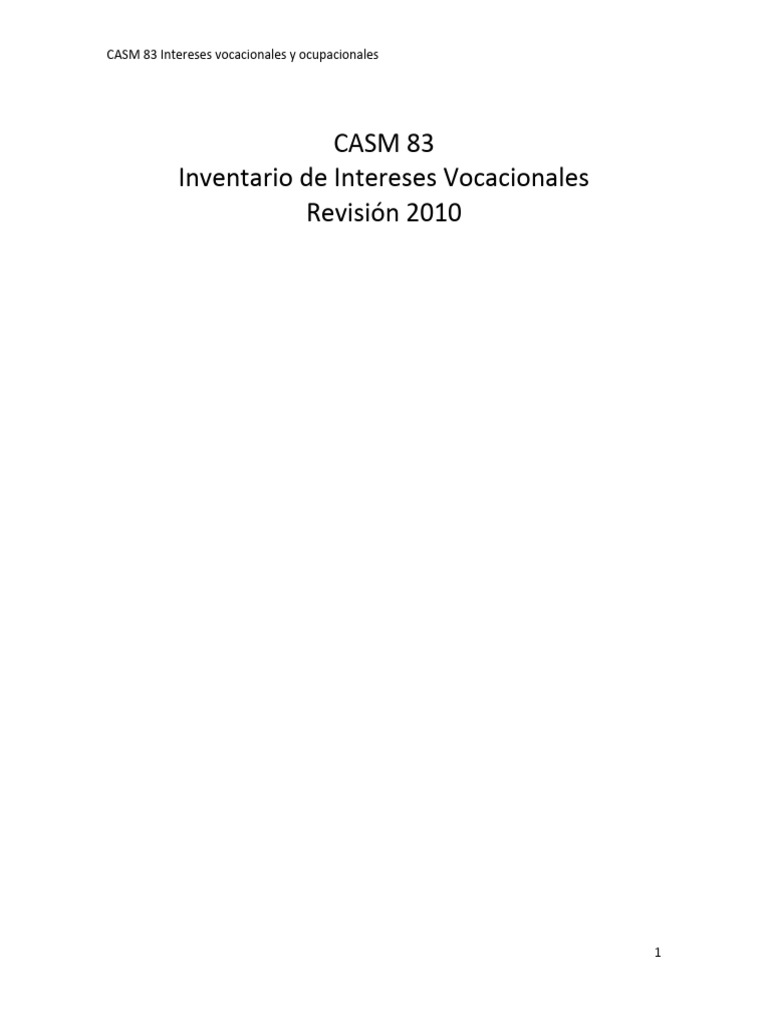 CASM 83 Inventario de Interes Vocacional | PDF | Publicidad | Business