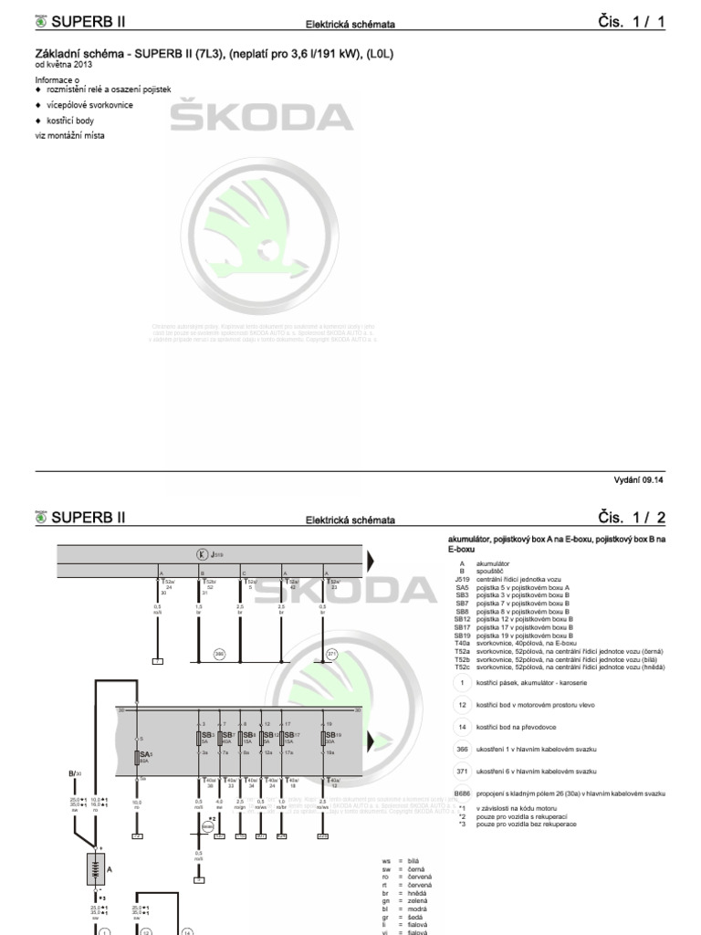 S0062260015-Základní Schéma - SUPERB II (7L3) (Neplatí Pro 3 6 L 191 KW) (L0L) Od KV | PDF