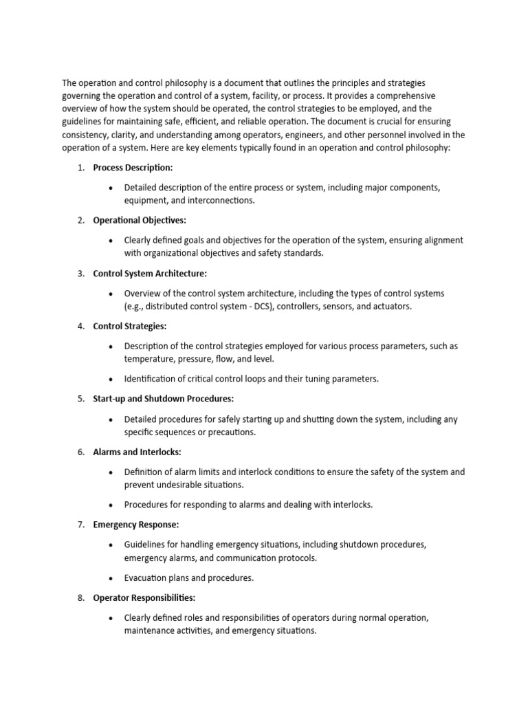 Operation and Control Philosophy | PDF | System | Competence (Human ...