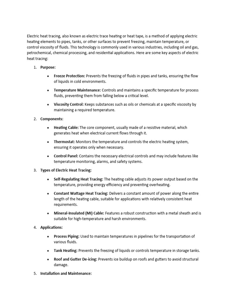 Electric Heat Tracing | PDF | Physical Sciences | Building Engineering