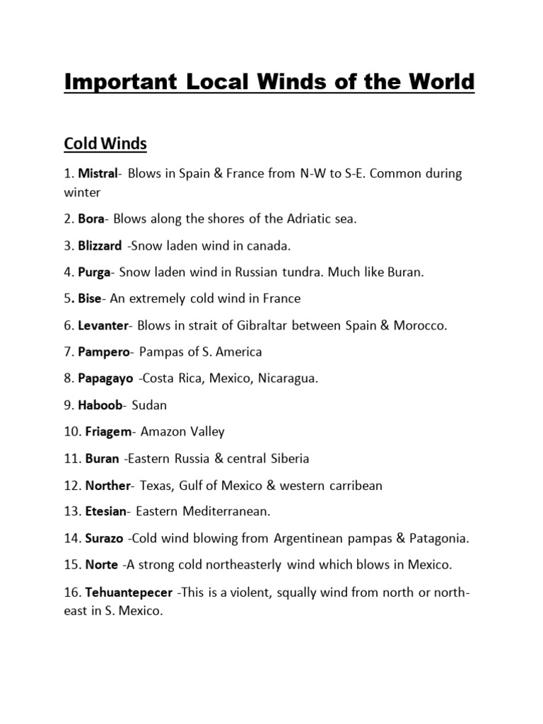 Global Guide to Local Winds | PDF | Sports & Recreation | Travel