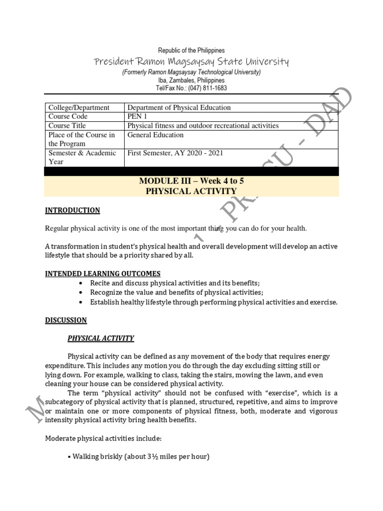 PEN-1-Module 2 | PDF | Metabolic Syndrome | Aerobic Exercise