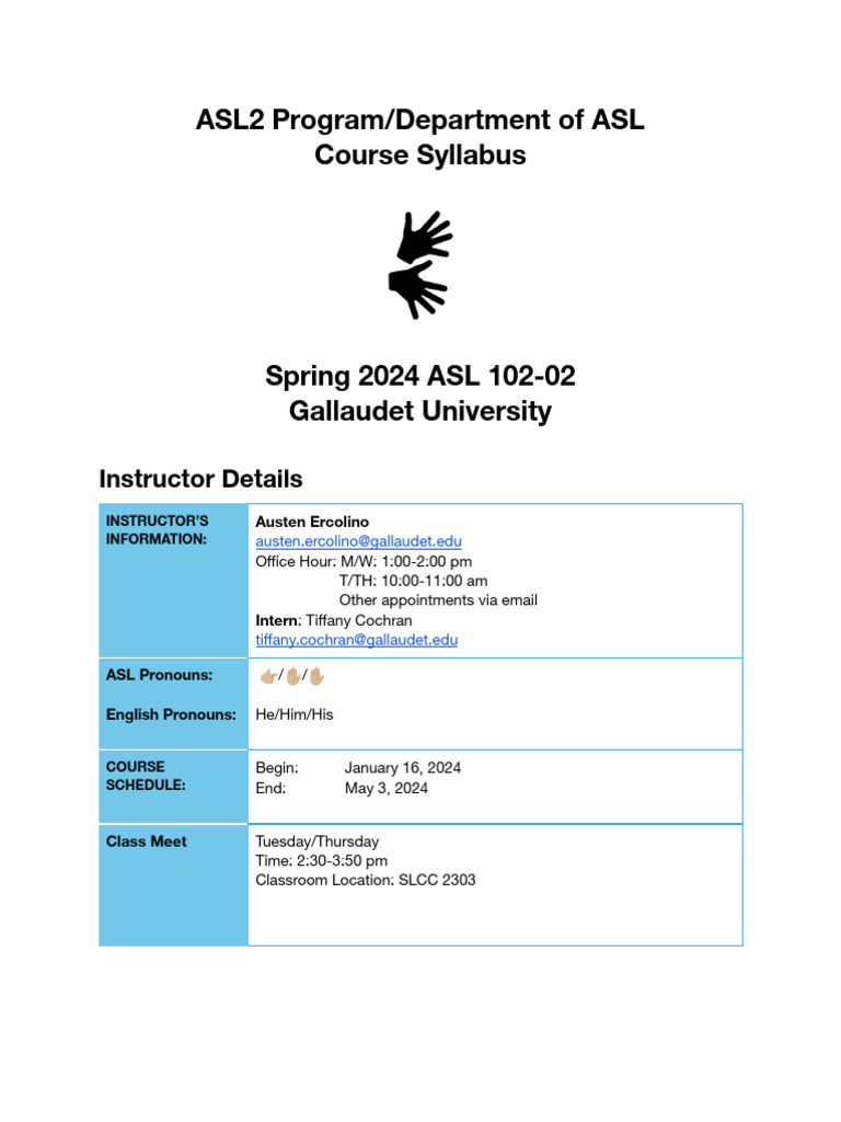 ASL 102 Course Syllabus Spring 2024 | PDF | Critical Thinking ...