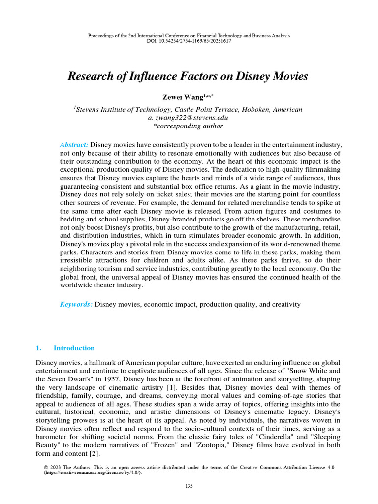 Research of Influence Factors On Disney Movies | PDF | The Walt Disney ...