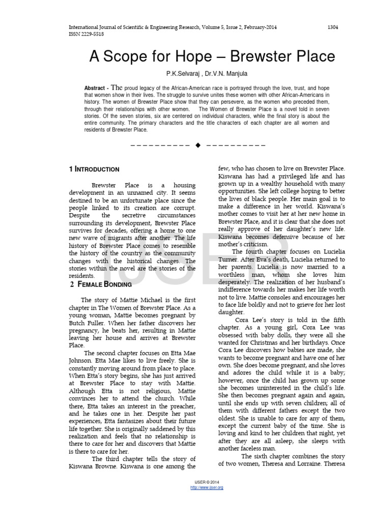 A Scope For Hope Brewster Place | PDF