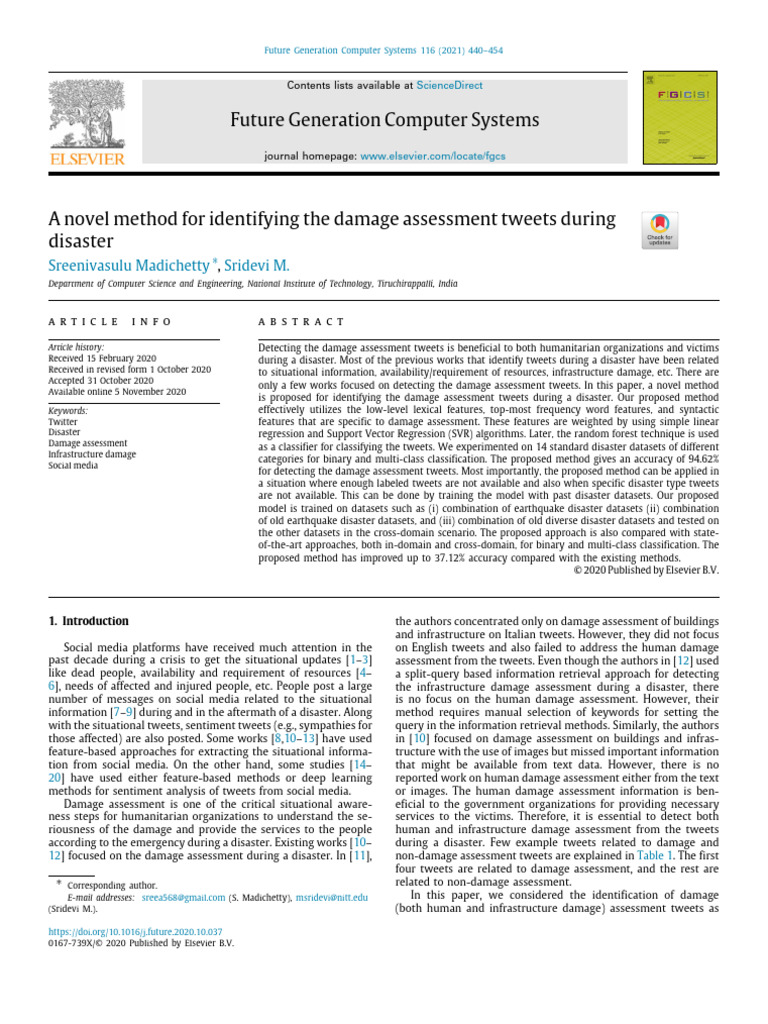 A Novel Method For Identifying The Damage Assessment Tweets During ... A Novel Method For Identifying The Damage Assessment Tweets During ...