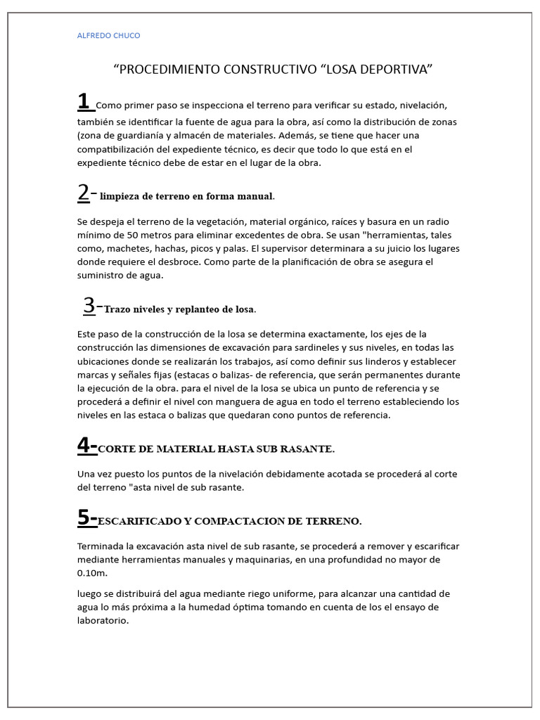 Procedimiento Constructivo | PDF | Hormigón