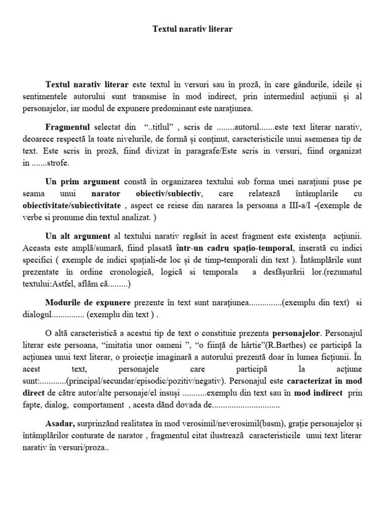 Argumentare-Textul-Literar-Narativ 2023-2024 | PDF