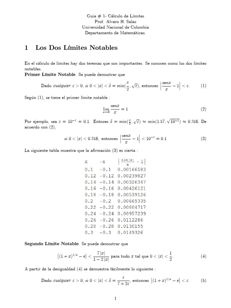 Cálculo de Límites Notables en Matemáticas | PDF | Cálculo | Números