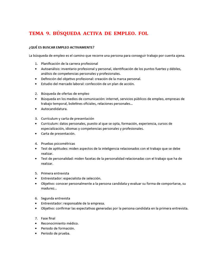 Tema 9 Fol | PDF | Crecimiento personal y profesional