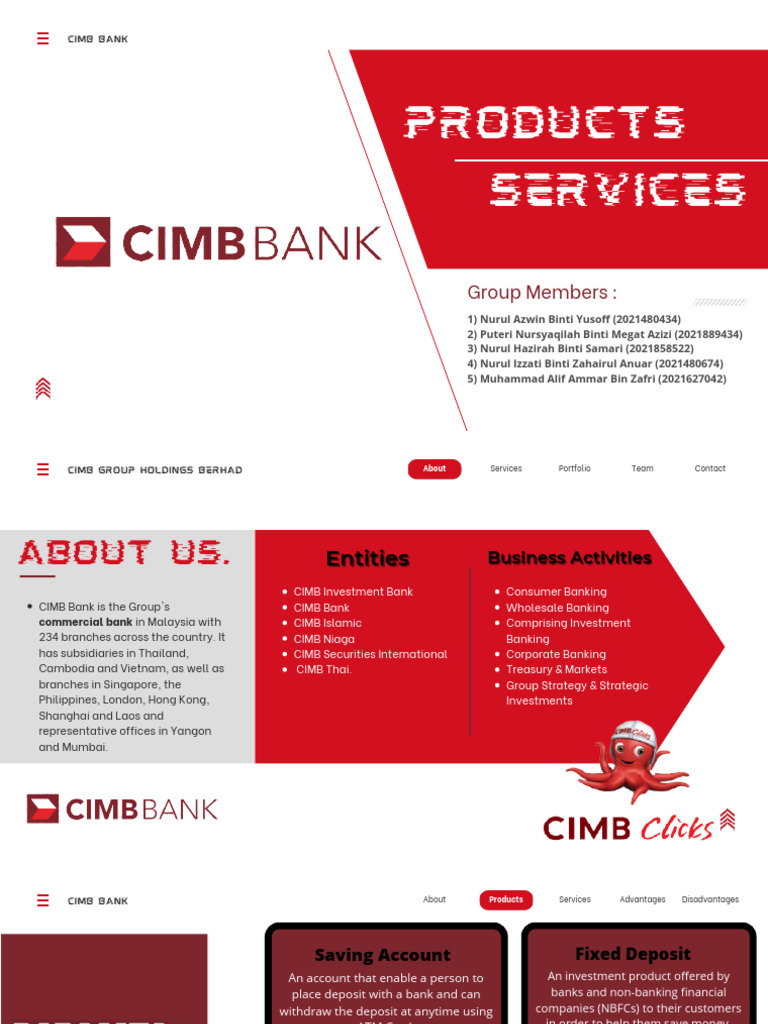 CIMB BANK Products and Services Presentation | PDF | Banks ...