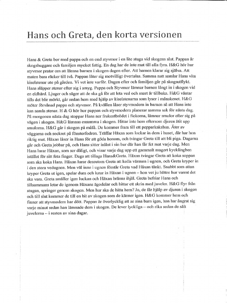 Hans o Greta Kort Variant | PDF