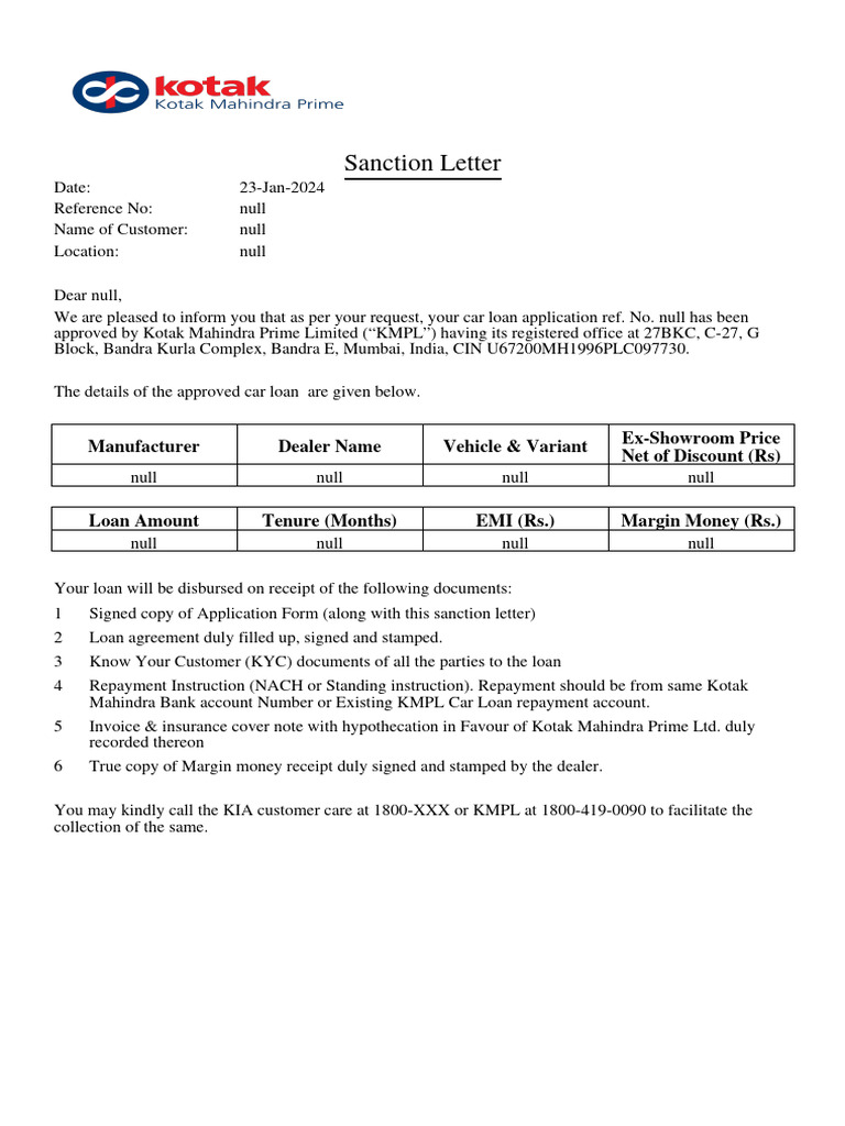 Sanction Letter | Download Free PDF | Loans | Receipt Sanction Letter | Download Free PDF | Loans | Receipt