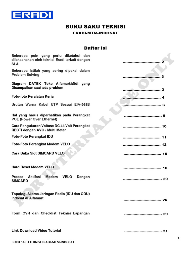 Buku Saku Teknisi Support Jaringan Eradi-MTM-Indosat | PDF | Bisnis ...