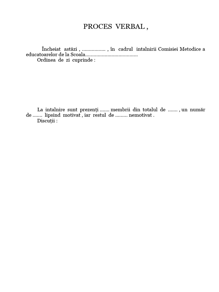 Proces Verbal Comisie | PDF