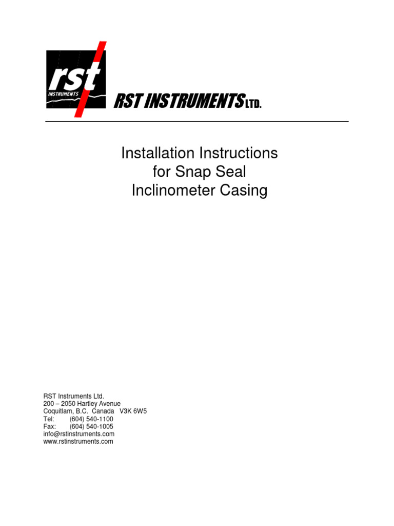 Installation Instructions For Snap Seal Inclinometer Casing | PDF | Casing (Borehole) | Rivet