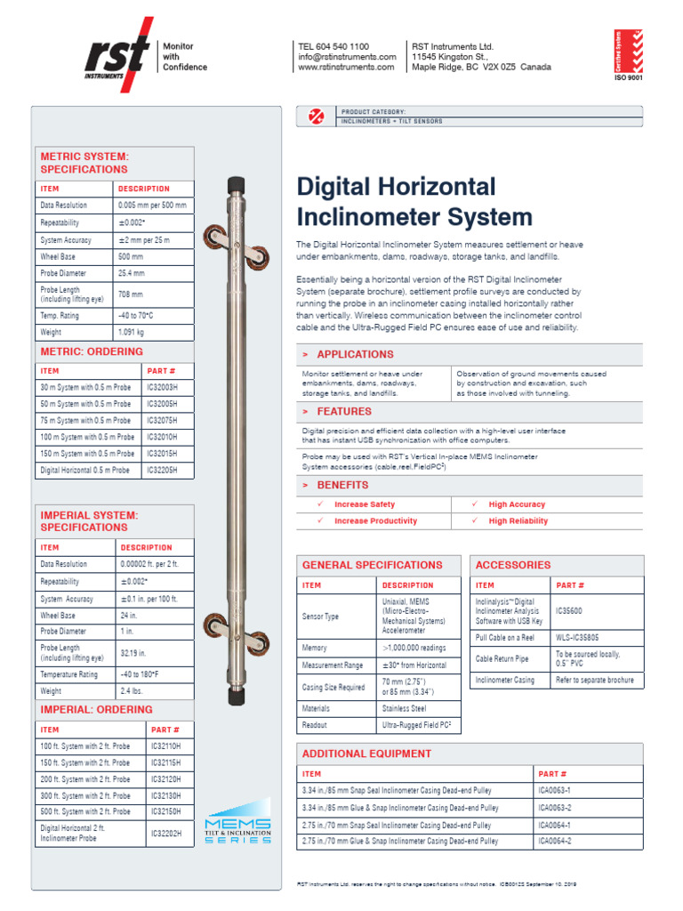 Horizontal Inclinometer System | Download Free PDF | Computing | Physical Sciences