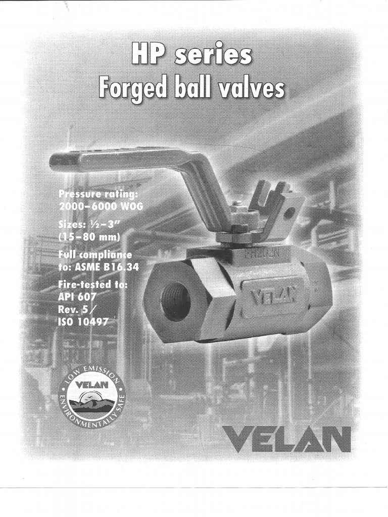 Acero Forjado de Valvulas de Bola VELAN | PDF