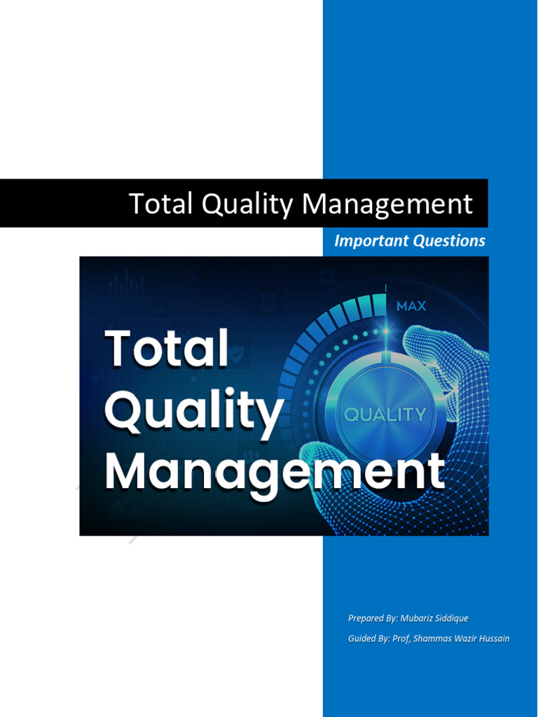 Total Quality Management Important Questions | PDF