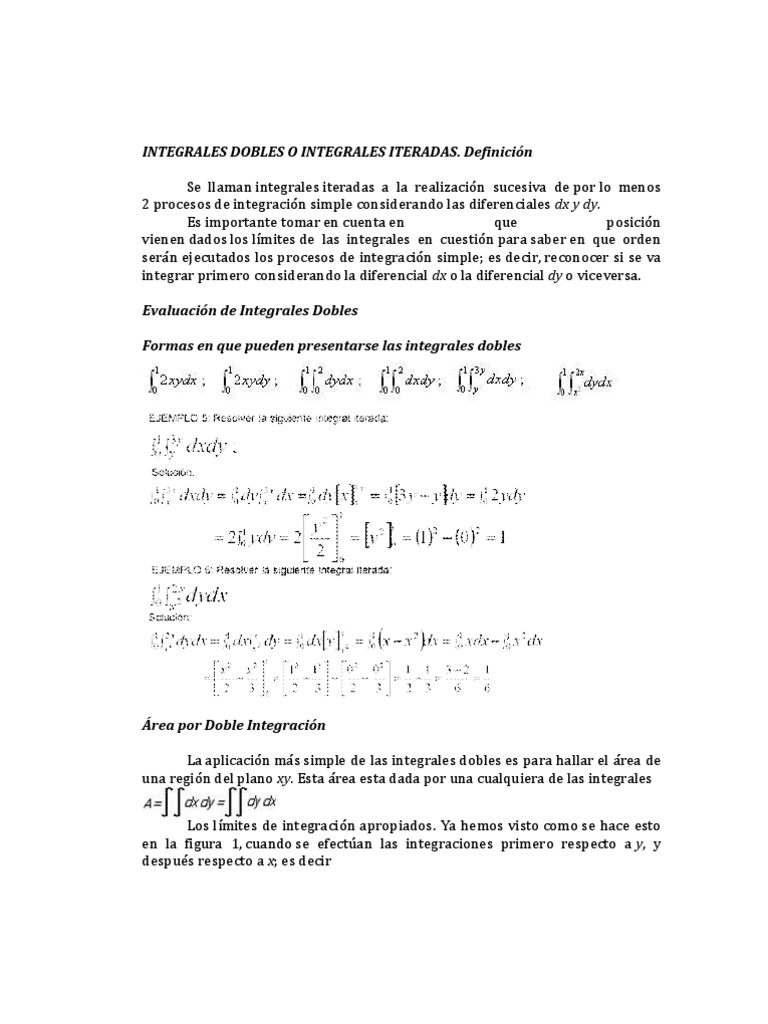 Integrales Dobles o Integrales Iteradas | PDF | Integral | Física