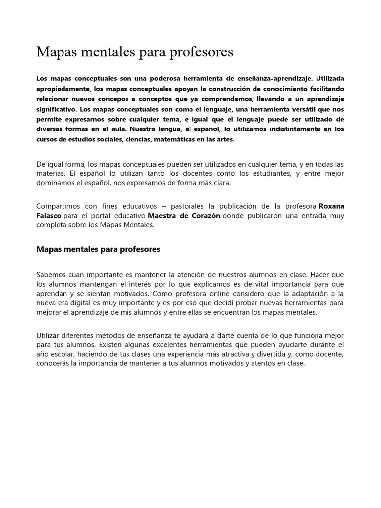 Mapas Mentales para Profesores | PDF | Maestros | Enseñando