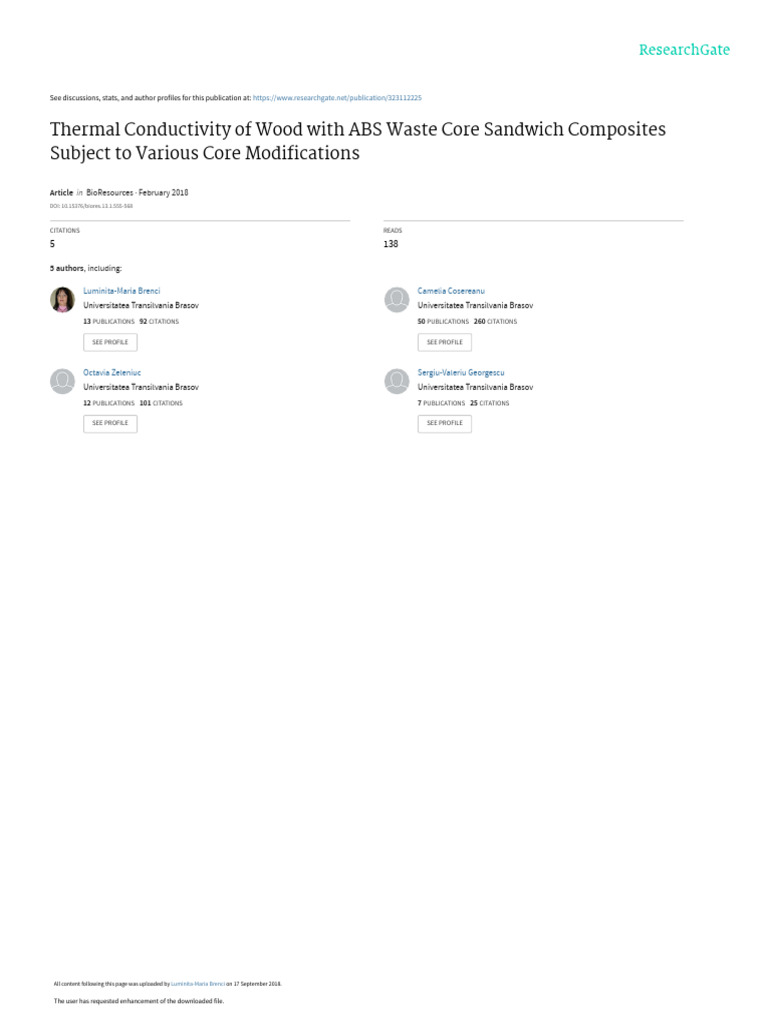 Thermal Conductivity of Wood With ABS Waste Core S | PDF | Thermal ...