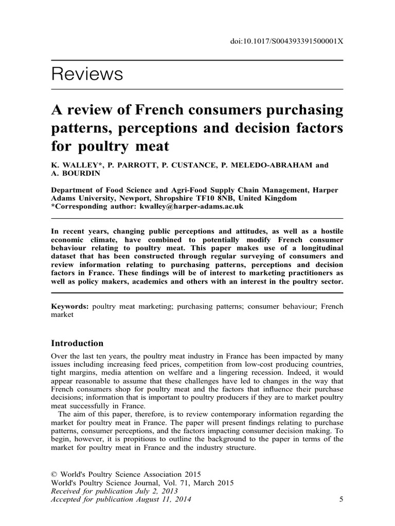 French Consumers Purchasing Patterns | PDF | Meat | Poultry Farming