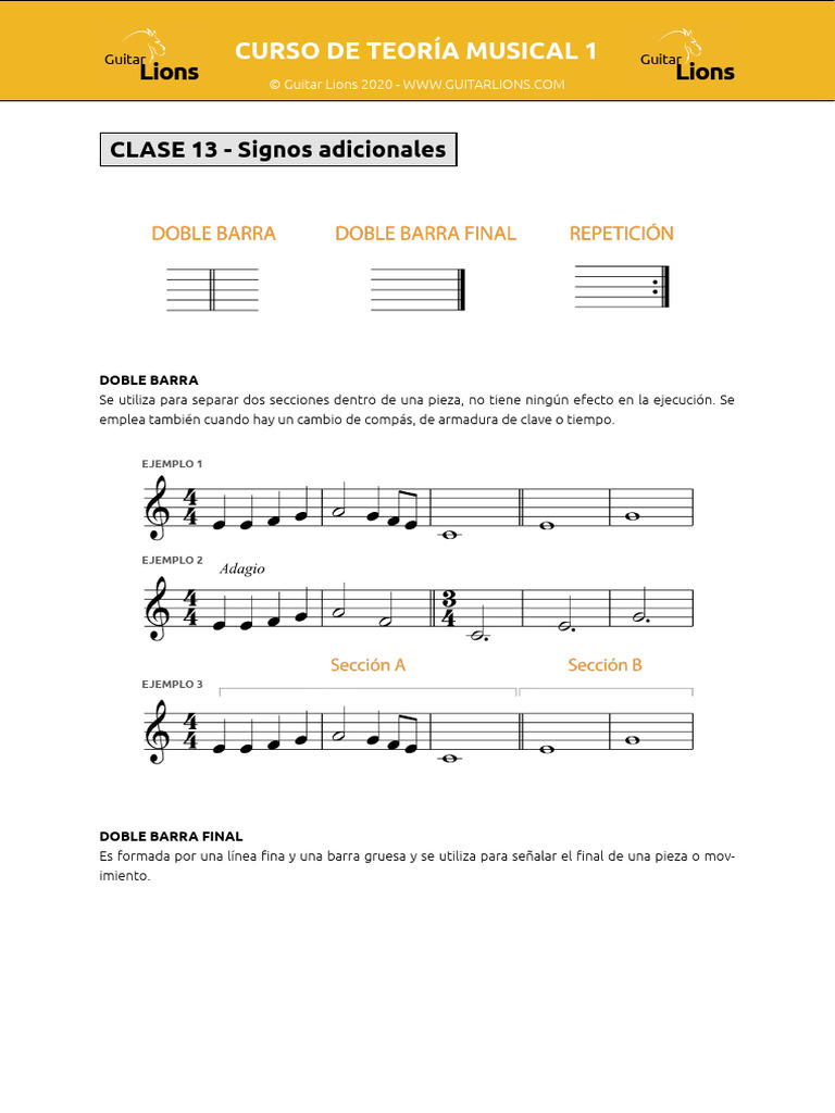 Teoría Musical 1 Guitar Lions Clase 13 | PDF