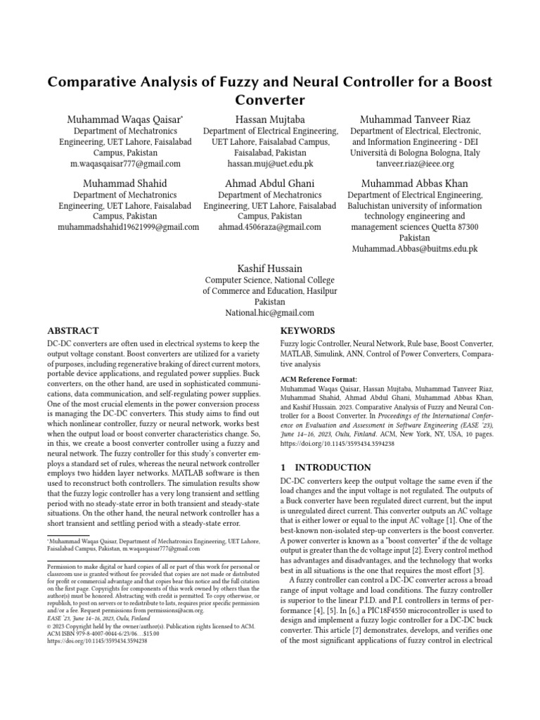 Boost Converter Analysis Fuzzy Logic Neural Network | PDF | Fuzzy Logic | Control Theory