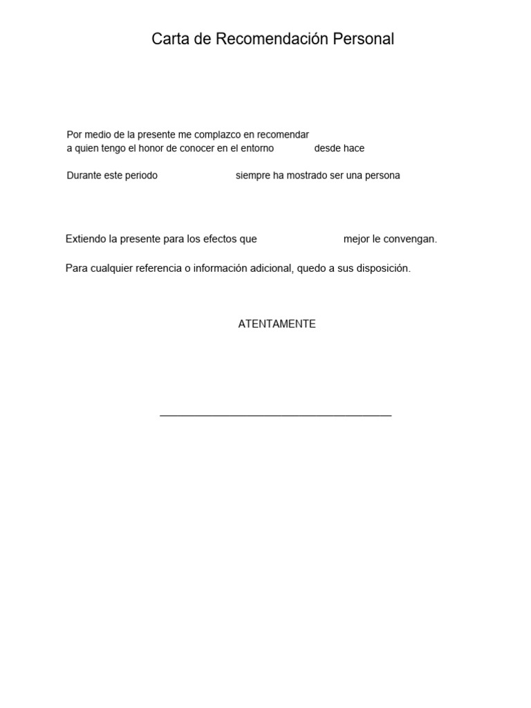 Formato de Carta de Recomendación Personal | PDF