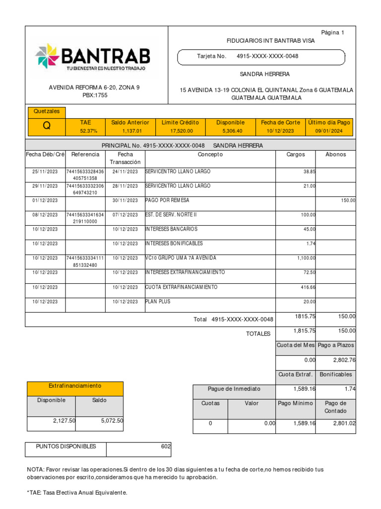 Estado de Cuenta | PDF | Dinero | Business