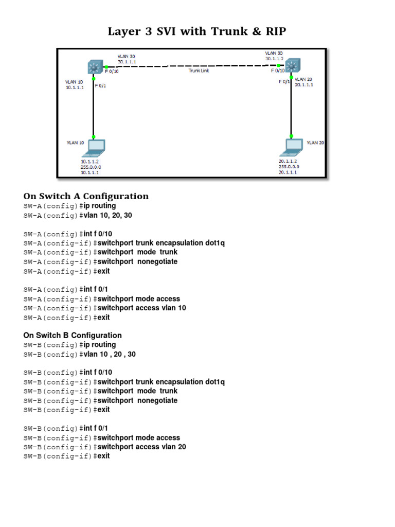 Day 10 SVI With Trunk | PDF | Router (Computing) | Network Switch