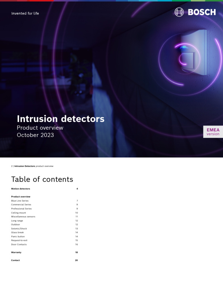 Bosch - Intrusion Detectors Product Overview - 10-2023 - EN - EMEA - v2 ...
