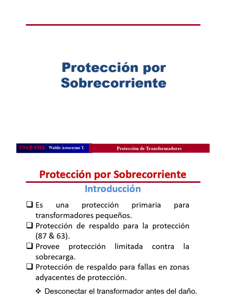 18 Semana 11M Unidad 6 - Protección Por Sobrecorriente | PDF | Transformador | Energia electrica