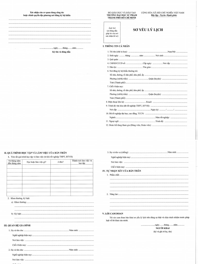 So Yeu Ly Lich Tuyen Sinh | PDF