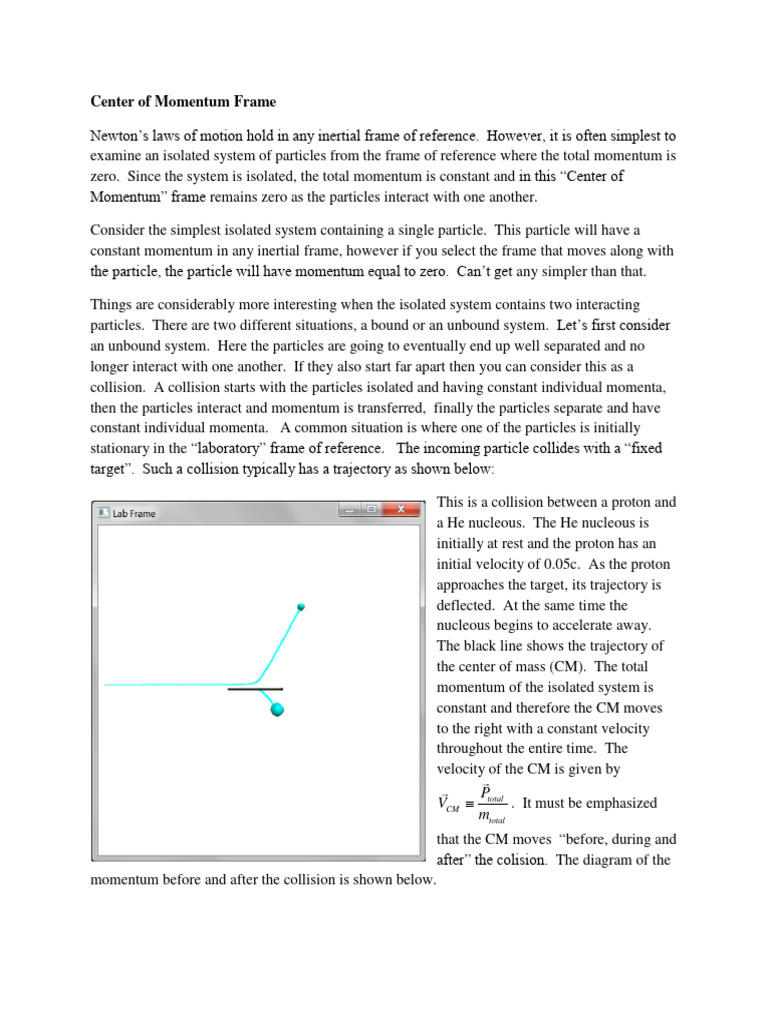 15 Center of Momentum Frame-1 | PDF | Momentum | Collision