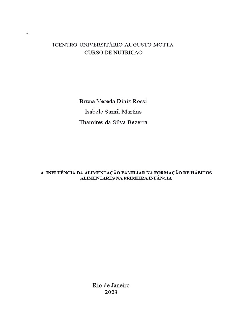 Tcc Alimentaçao Infantil 22 10 Pdf Amamentação Alimentos