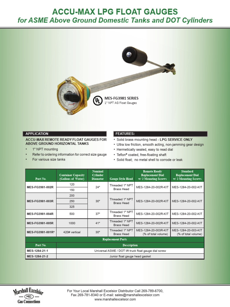 MES-FG3981 Float Gauges | PDF