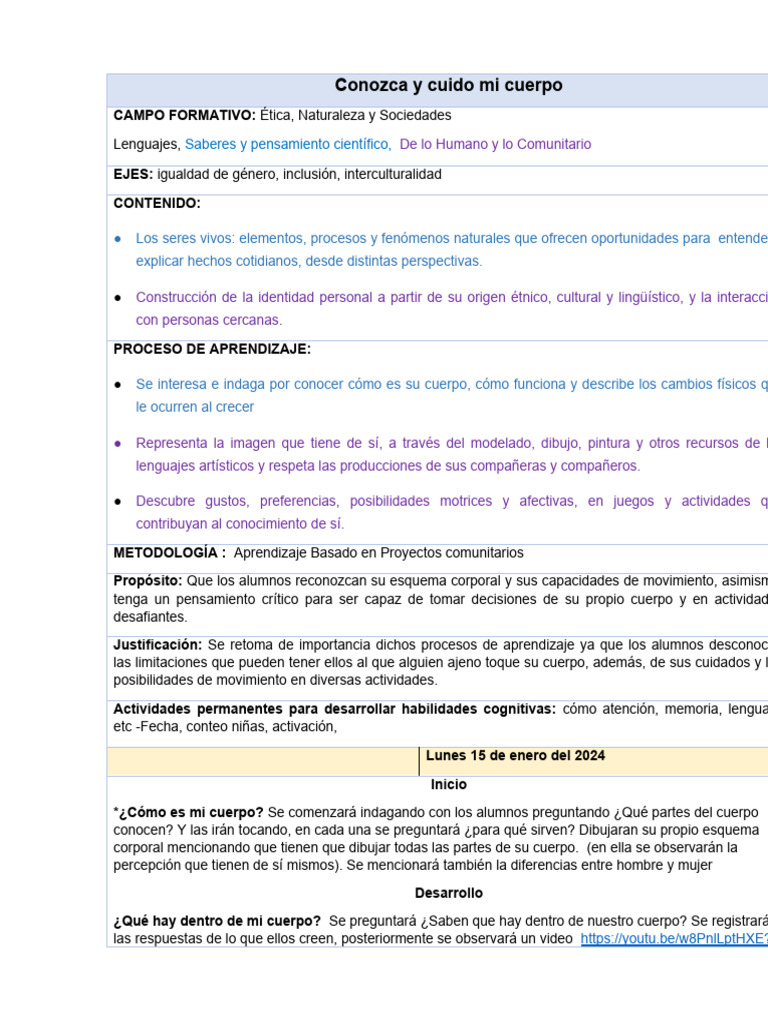 Conozco y Cuido Mi Cuerpo IMPRIMIR | PDF | Aprendizaje | Pensamiento