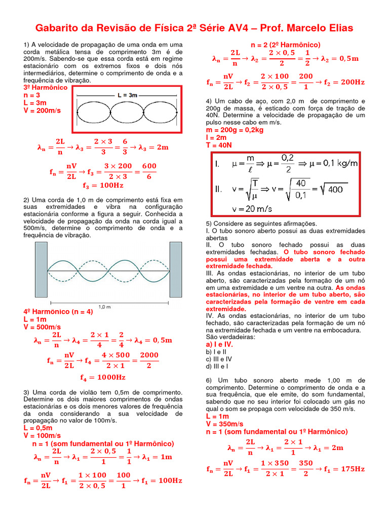 Gabarito Revisão 2 Série AV4 | PDF | Magnetismo | Harmônica Gabarito Revisão 2 Série AV4 | PDF | Magnetismo | Harmônica