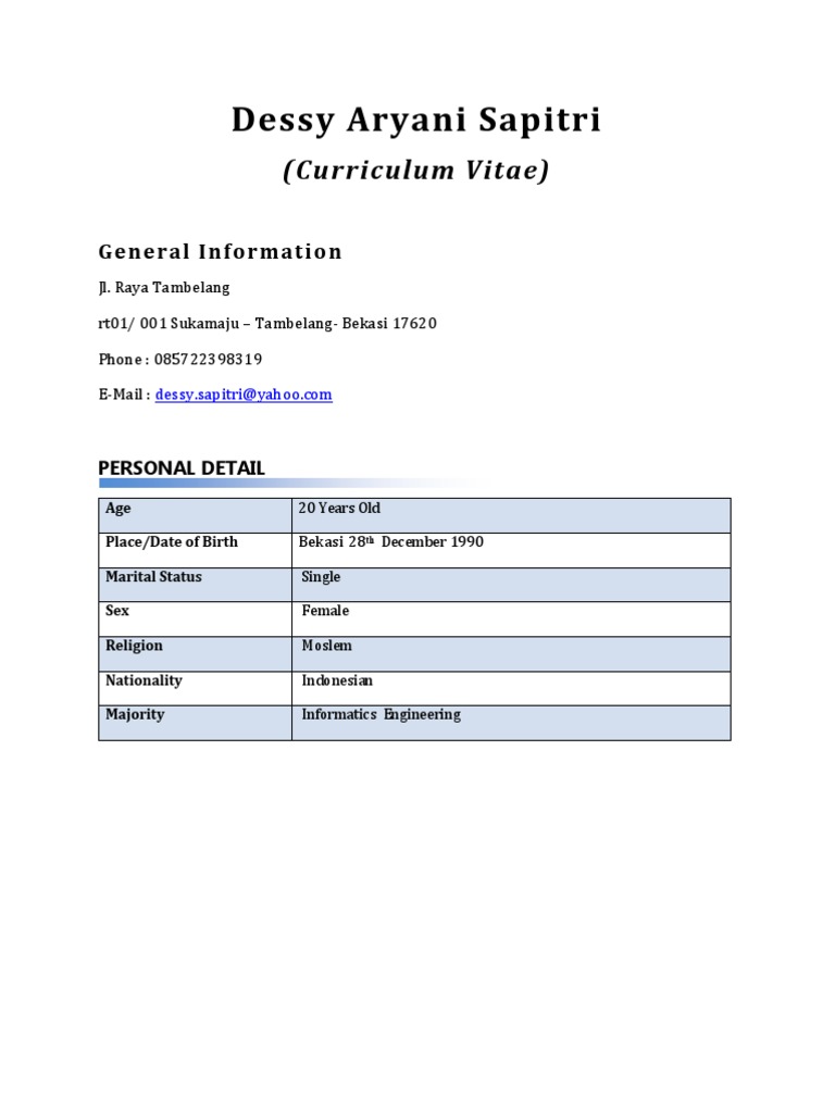 CV Dessy Aryani Sapitri | PDF | Unix Software | Cross Platform Software
