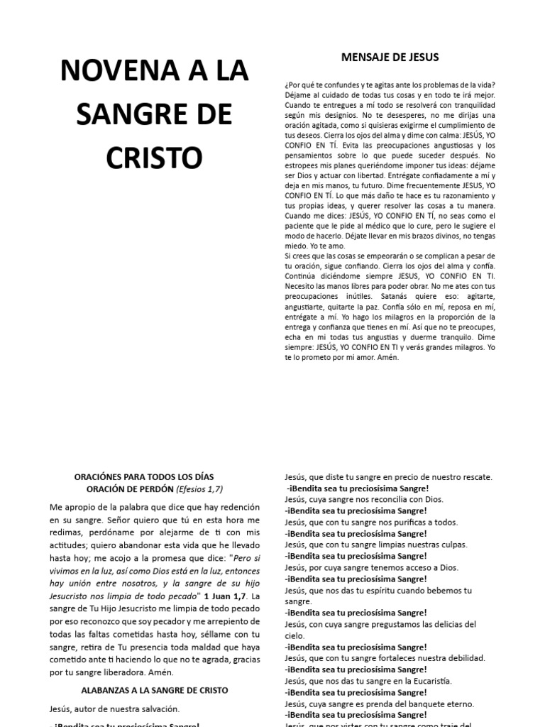 Novena A La Sangre de Cristo | PDF | Cristo (título) | eucaristía