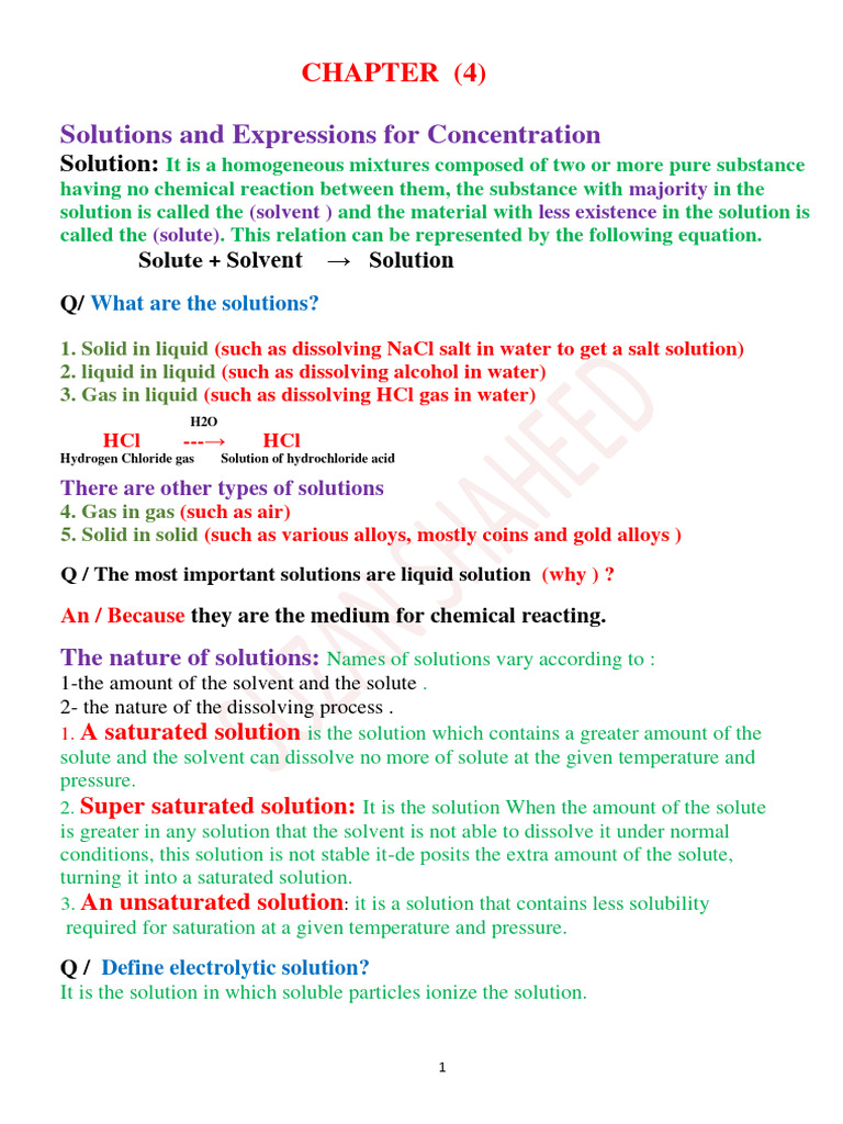Chapter 4. | PDF | Solubility | Concentration