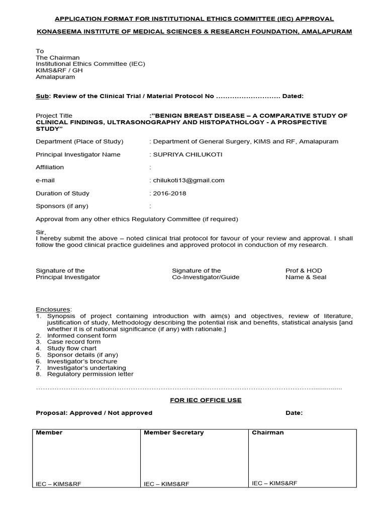 2 Iec Application Pdf Clinical Trial Medicine