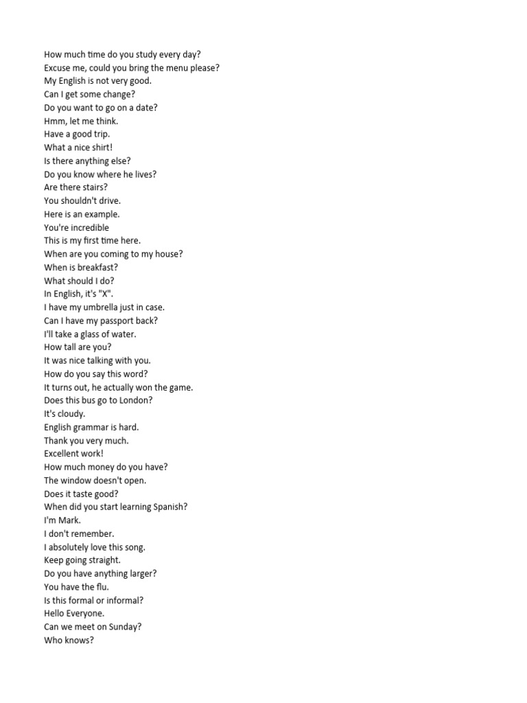 English Phrases for Beginners | PDF | English Language