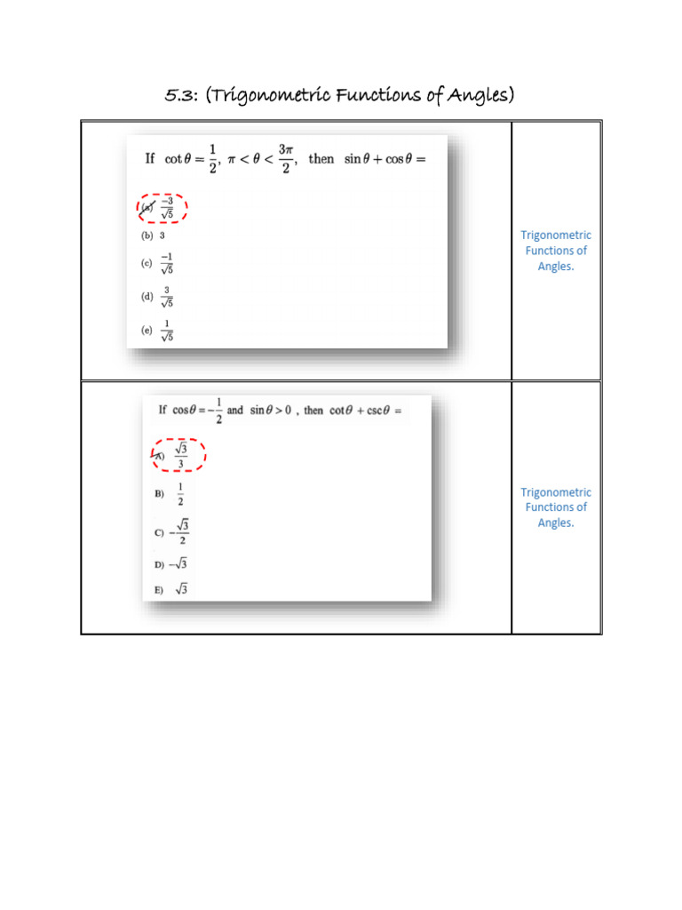 Trigonometric Functions of Angles | PDF | Trigonometric Functions | Differential Geometry